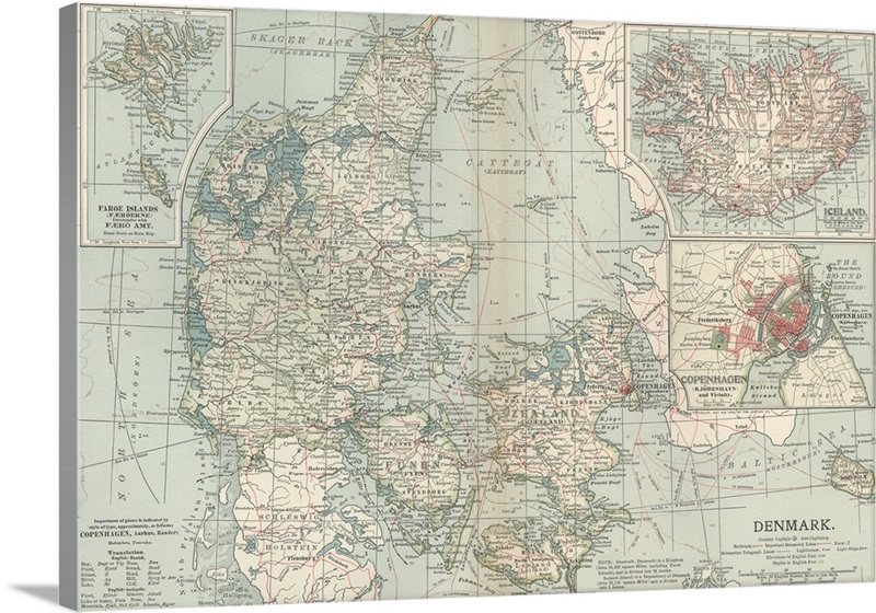 Denmark - Vintage Map | Great Big Canvas