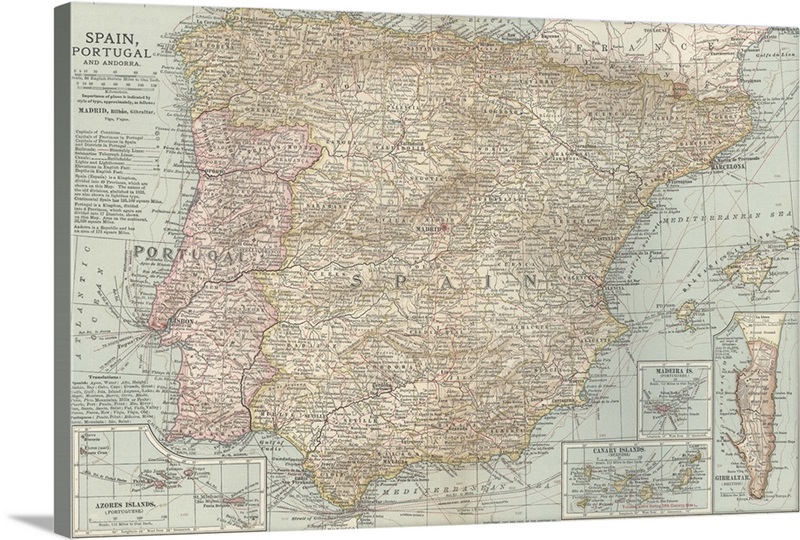 Spain - Vintage Map | Great Big Canvas