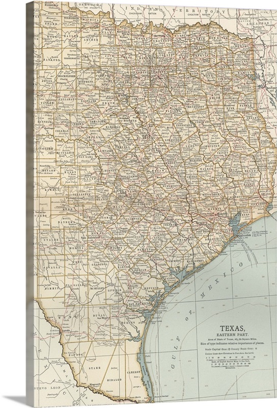 Texas, Eastern Part - Vintage Map | Great Big Canvas