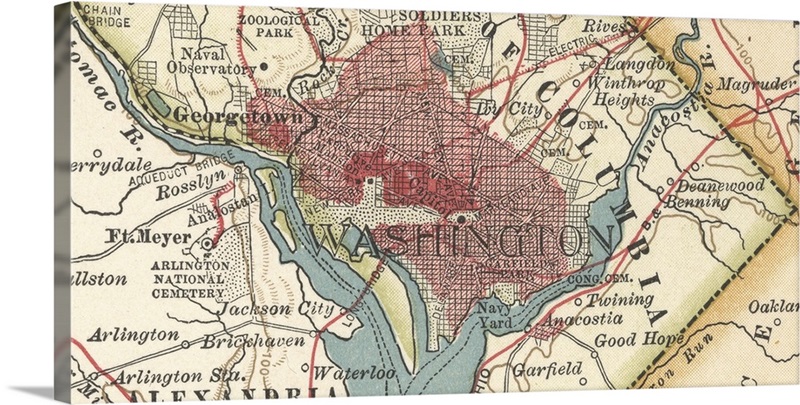 Washington, DC - Vintage Map | Great Big Canvas
