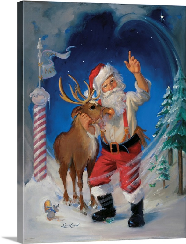 Santa and Reindeer | Great Big Canvas