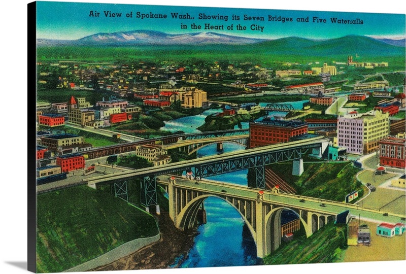 Aerial View of Spokane, WA | Great Big Canvas