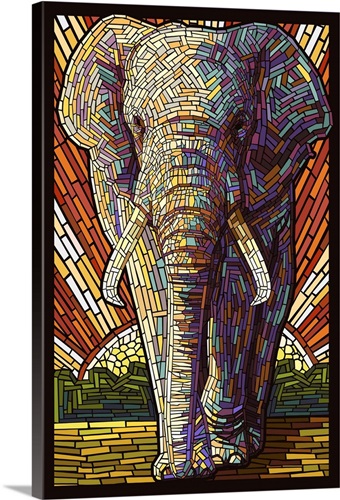 African Elephant - Paper Mosaic: Retro Art Poster | Great Big Canvas