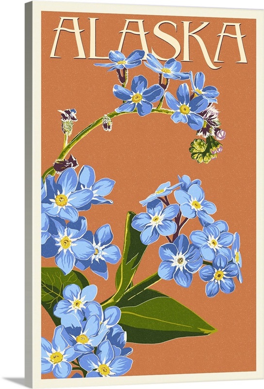 Alaska - Forget-Me-Nots - Letterpress: Retro Travel Poster | Great Big ...