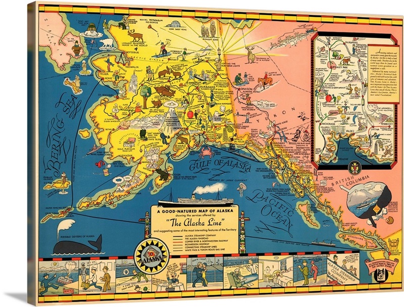 Alaska, Steamship Company Map | Great Big Canvas