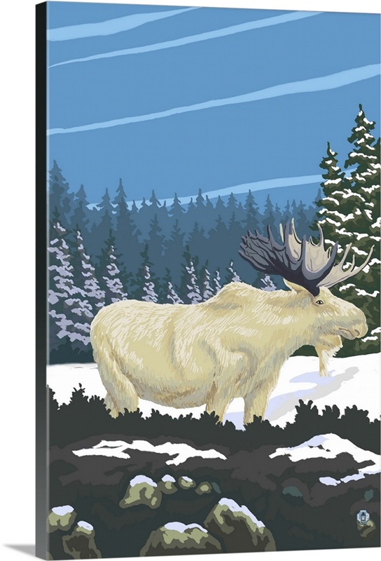 Albino Moose: Retro Poster Art | Great Big Canvas
