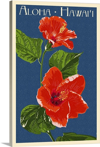 Aloha Hawaii, Red Hibiscus Flower | Great Big Canvas