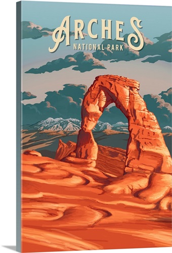 Arches National Park, Delicate Arch: Retro Travel Poster Wall Art ...