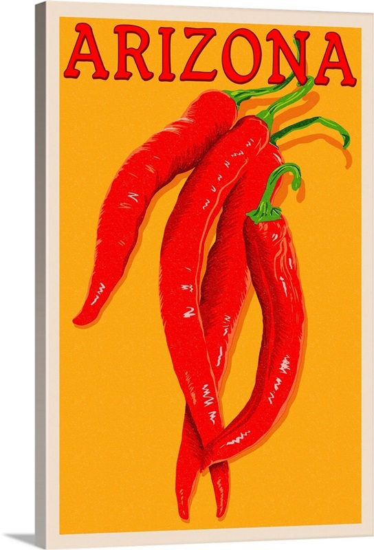 Arizona, Red Chili, Letterpress | Great Big Canvas