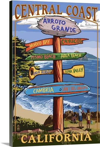 Arroyo Grande, California - Destination Sign: Retro Travel Poster Wall ...