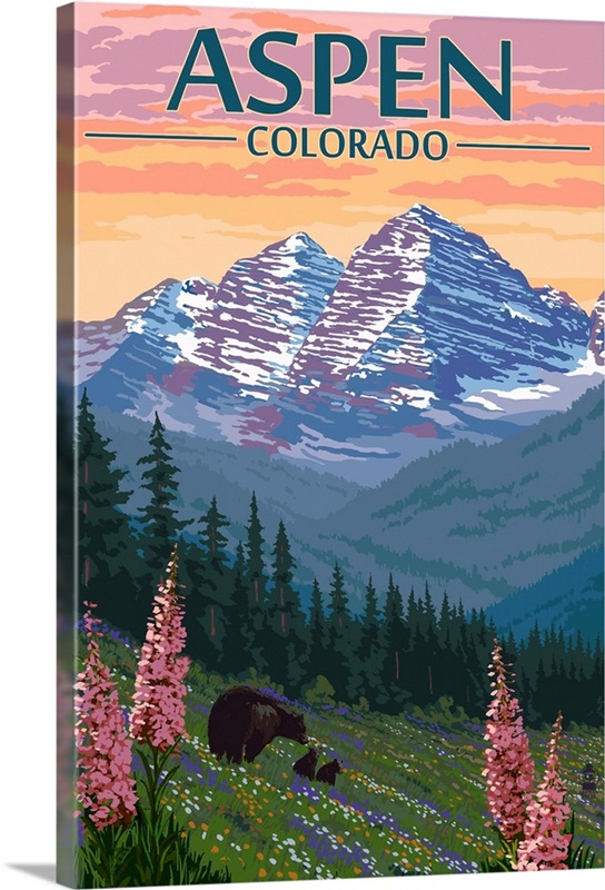 Aspen, Colorado, Bear and Spring Flowers | Great Big Canvas
