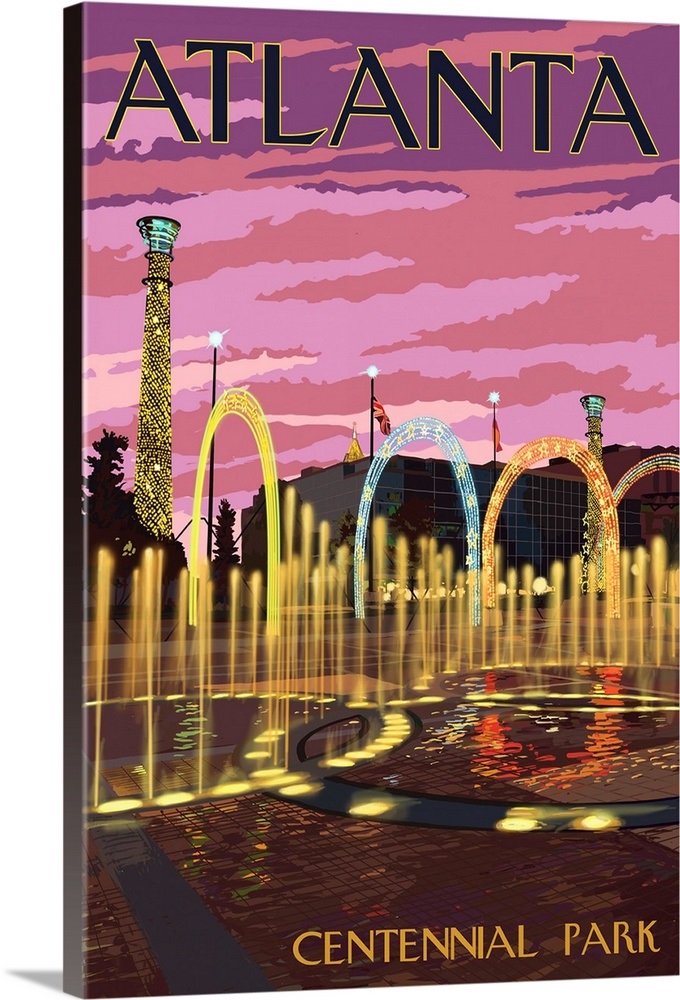 Atlanta, Georgia - Centennial Park: Retro Travel Poster Wall Art ...