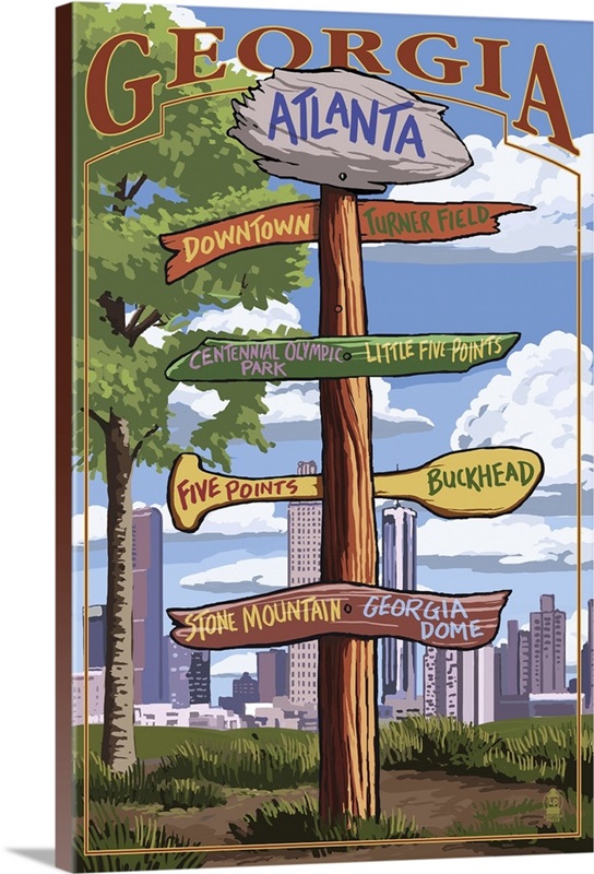 Atlanta, Georgia - Signpost Destinations: Retro Travel Poster | Great ...