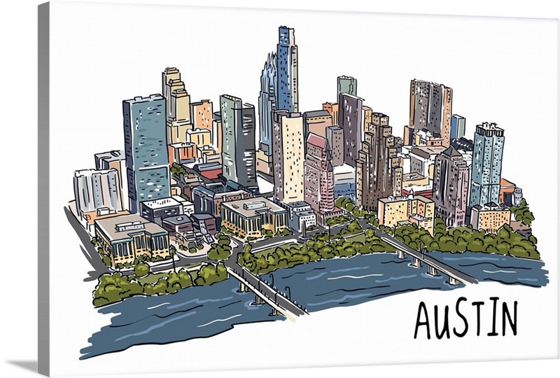 Austin, Texas - Line Drawing | Great Big Canvas