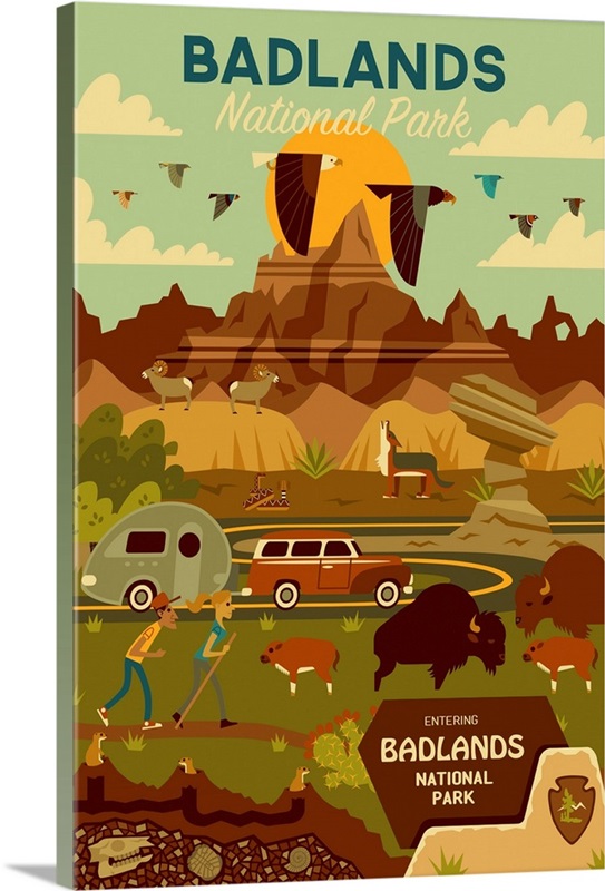 Badlands National Park, Adventure: Graphic Travel Poster | Great Big Canvas