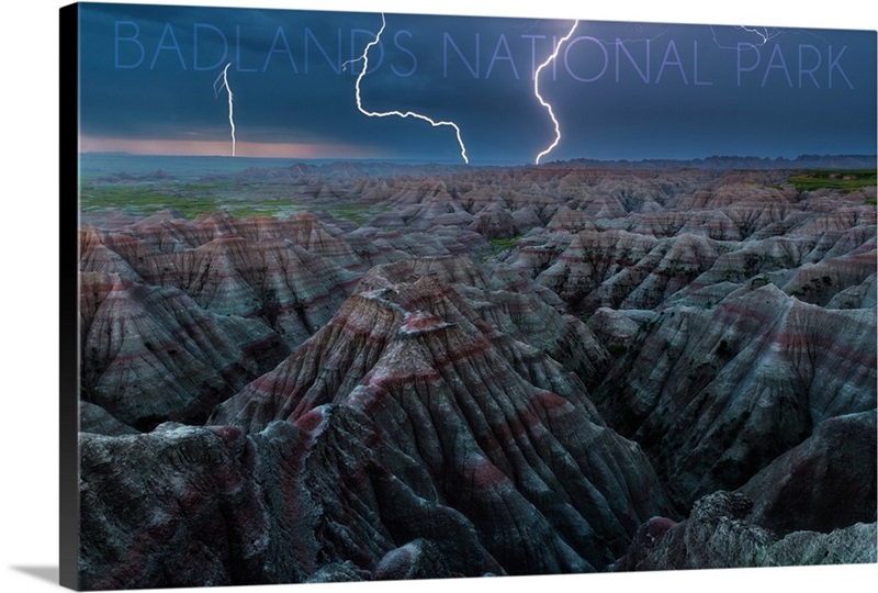 Badlands National Park, South Dakota, Lightning Storm | Great Big Canvas