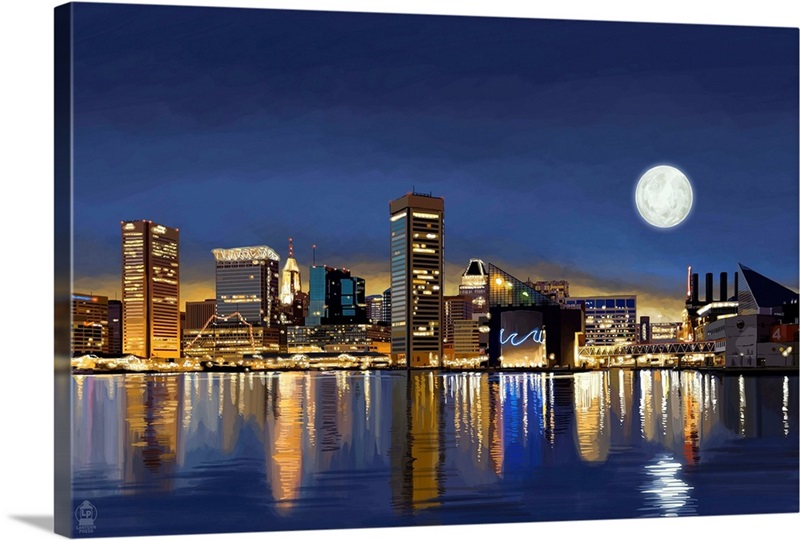 Baltimore, Maryland, Skyline at Night | Great Big Canvas