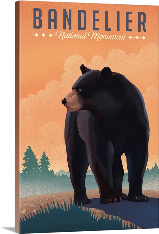 Bandelier National Monument, New Mexico - Black Bear - Lithograph ...