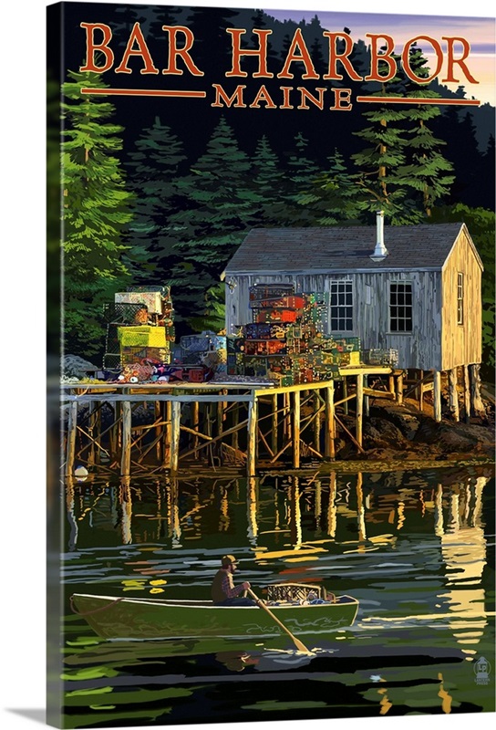Bar Harbor, Maine - Lobster Shack: Retro Travel Poster | Great Big Canvas