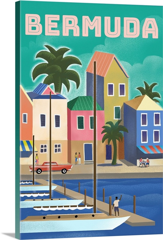 Bermuda - Waterside Dock - Lithograph | Great Big Canvas