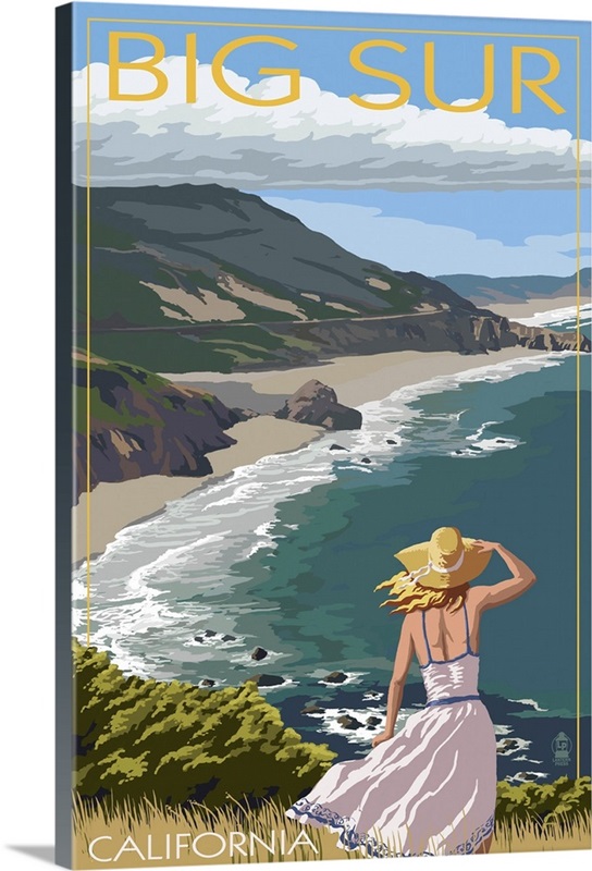 Big Sur, California Coast Scene: Retro Travel Poster | Great Big Canvas