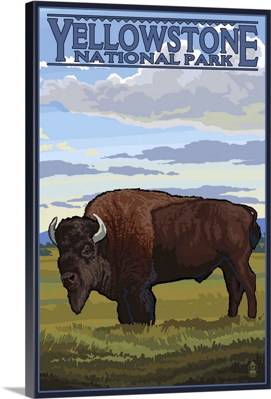 Bison Scene - Yellowstone National Park: Retro Travel Poster | Great ...