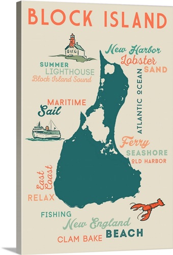 Block Island, Rhode Island, Typography and Icons | Great Big Canvas