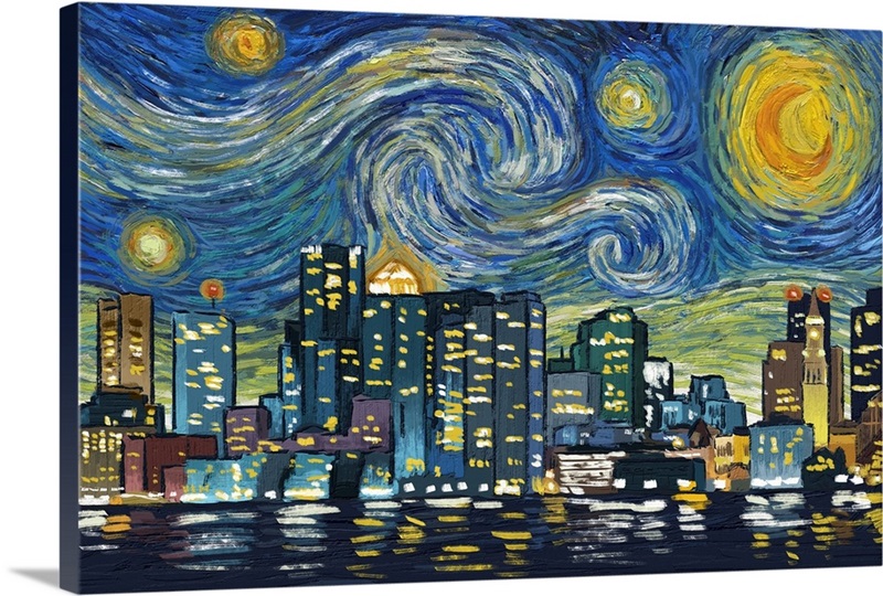 Boston, Massachusetts - Starry Night City Series | Great Big Canvas