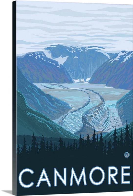 Canmore, Alberta, Canada - Glacier: Retro Travel Poster | Great Big Canvas