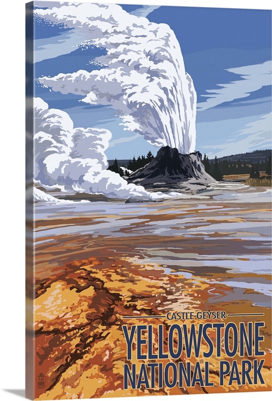 Castle Geyser - Yellowstone National Park: Retro Travel Poster | Great ...