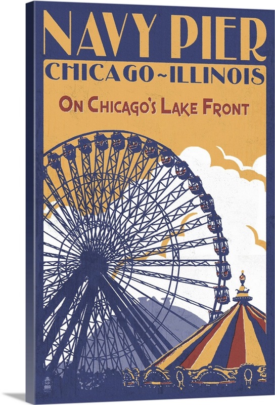 Chicago Illinois - Navy Pier: Retro Travel Poster | Great Big Canvas