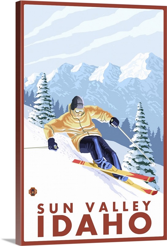 Downhhill Snow Skier - Sun Valley, Idaho: Retro Travel Poster | Great ...