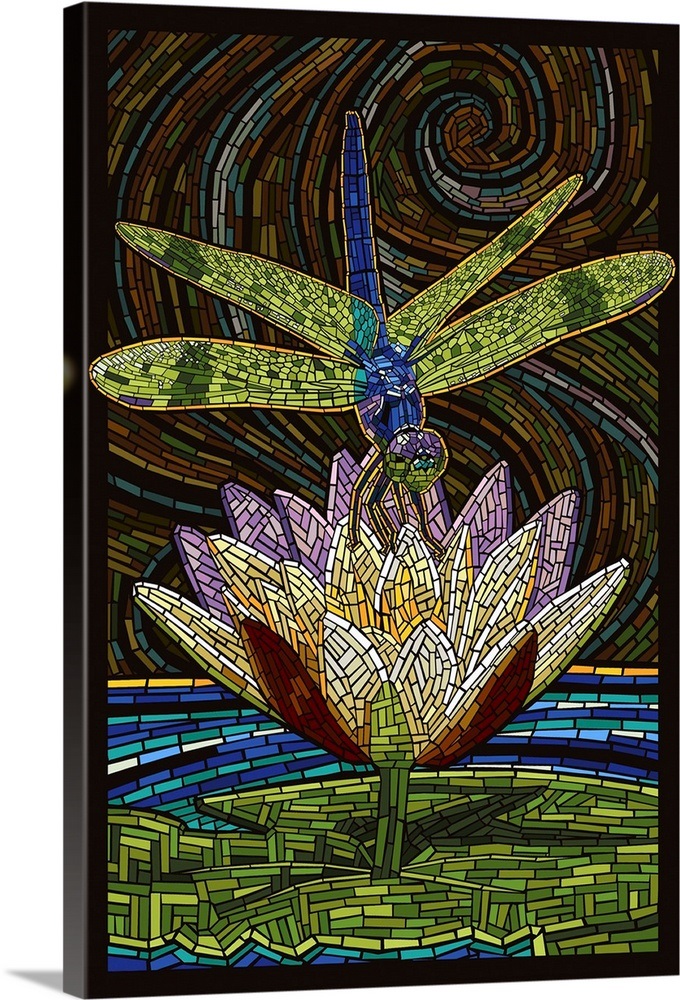 Dragonfly Paper Mosaic Retro Art Poster Wall Art Canvas Prints