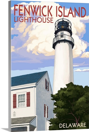 Fenwick Island, Delaware - Lighthouse: Retro Travel Poster | Great Big ...