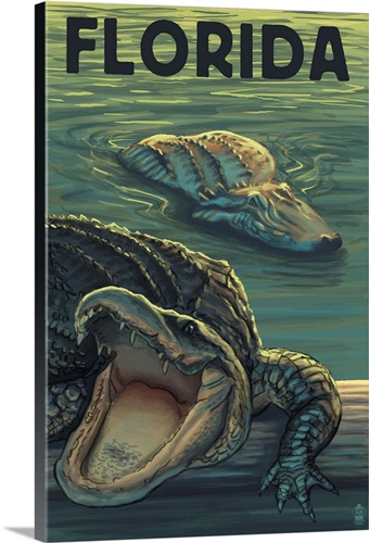 Florida - Alligators: Retro Travel Poster | Great Big Canvas