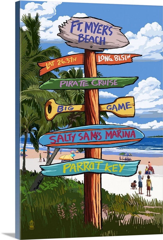 Ft. Myers Beach, Florida, Destination Signs | Great Big Canvas