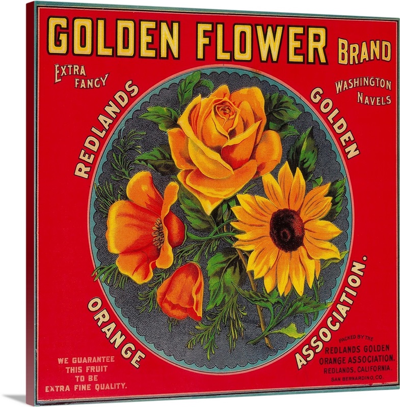 Golden Flower Orange Label, Redlands, CA | Great Big Canvas