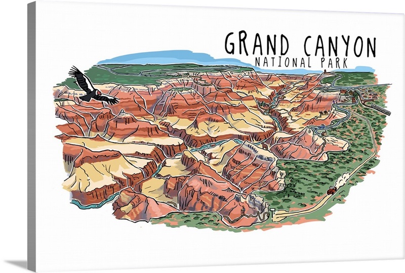 Grand Canyon National Park, Arizona - Line Drawing | Great Big Canvas