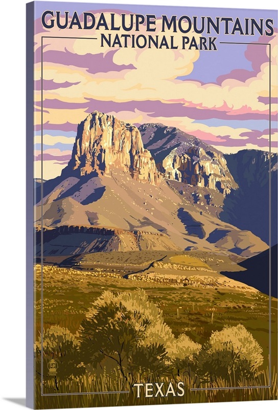 Guadalupe Mountains National Park, Guadalupe Peak: Retro Travel Poster ...