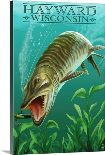 Hayward, Wisconsin - Muskie: Retro Travel Poster | Great Big Canvas