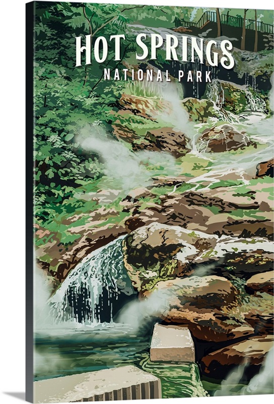 Hot Springs National Park, Display Springs: Retro Travel Poster | Great ...