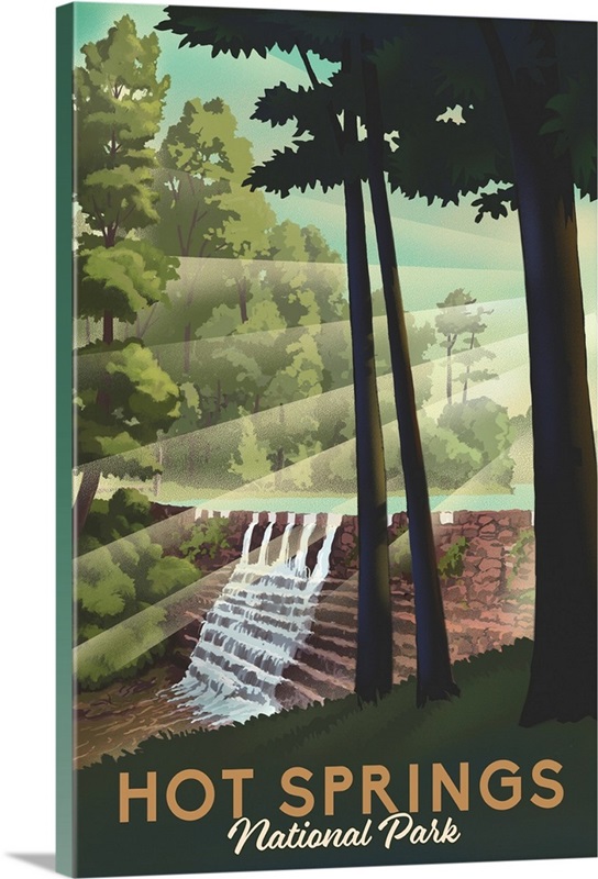 Hot Springs National Park, Sunset Loop: Retro Travel Poster | Great Big ...