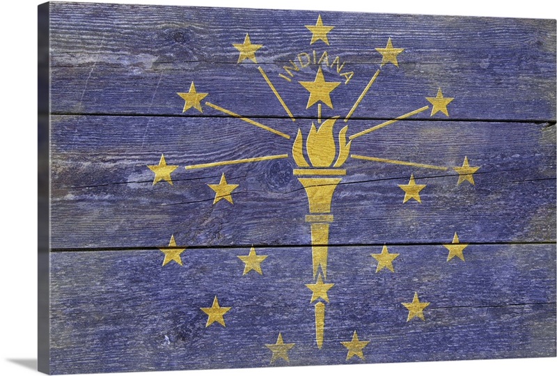 Indiana State Flag on Wood | Great Big Canvas