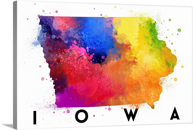 Iowa - State Abstract Watercolor | Great Big Canvas