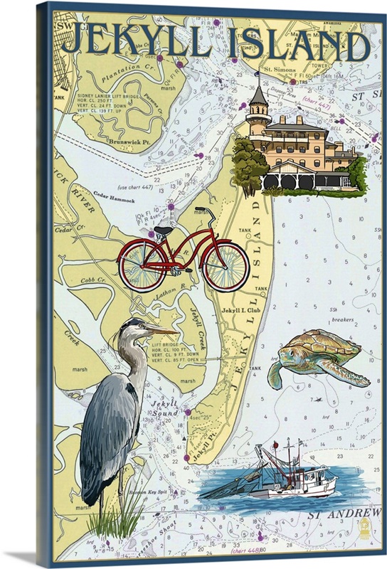 Jekyll Island Map, Georgia | Great Big Canvas