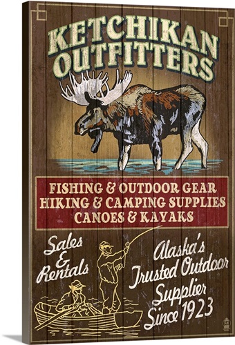 Ketchikan Outfitters Moose - Ketchikan, Alaska: Retro Travel Poster ...