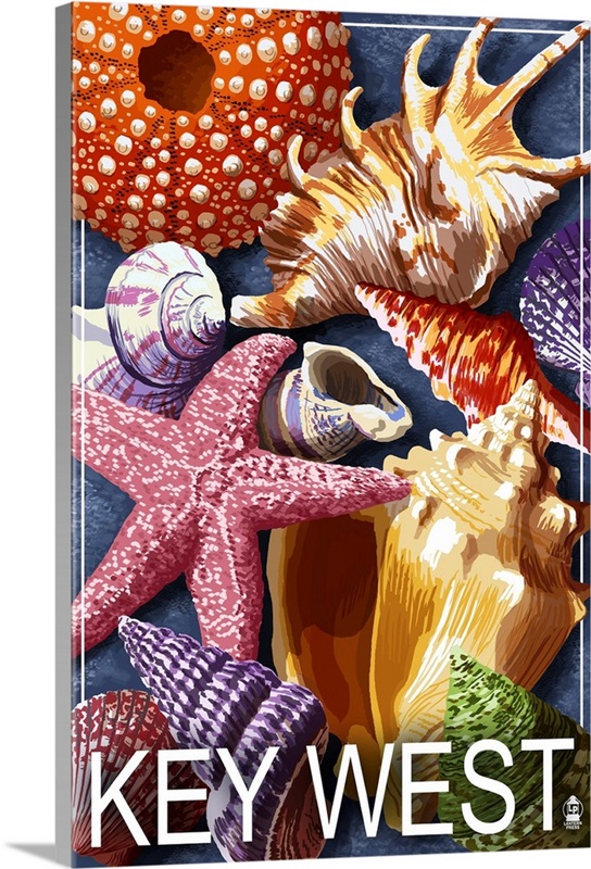 Key West, Florida - Shells: Retro Travel Poster | Great Big Canvas