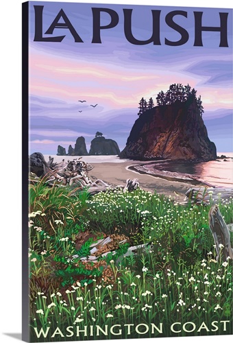 La Push, Washington Coast: Retro Travel Poster | Great Big Canvas
