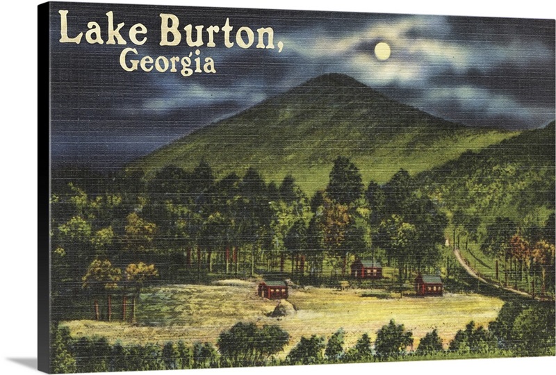 Lake Burton, Georgia - Moonlit Scene: Retro Travel Poster | Great Big ...