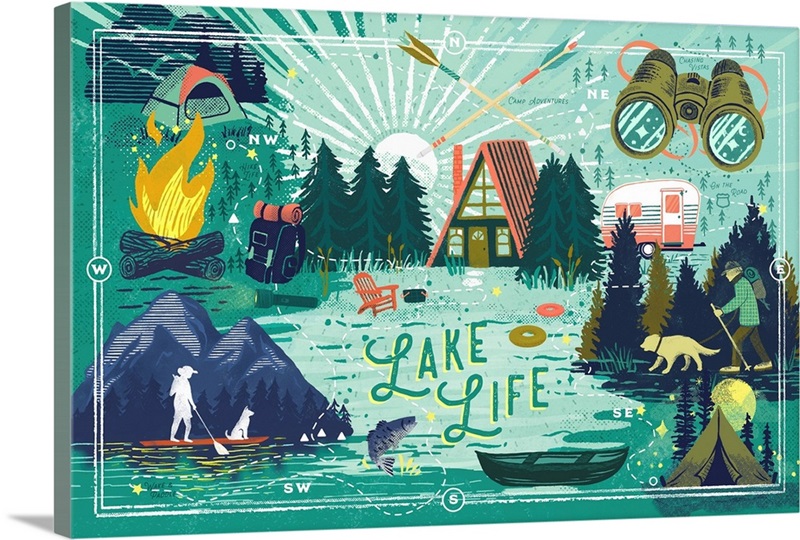 Lake Life Series - Collage - Landscape With Mountain | Great Big Canvas
